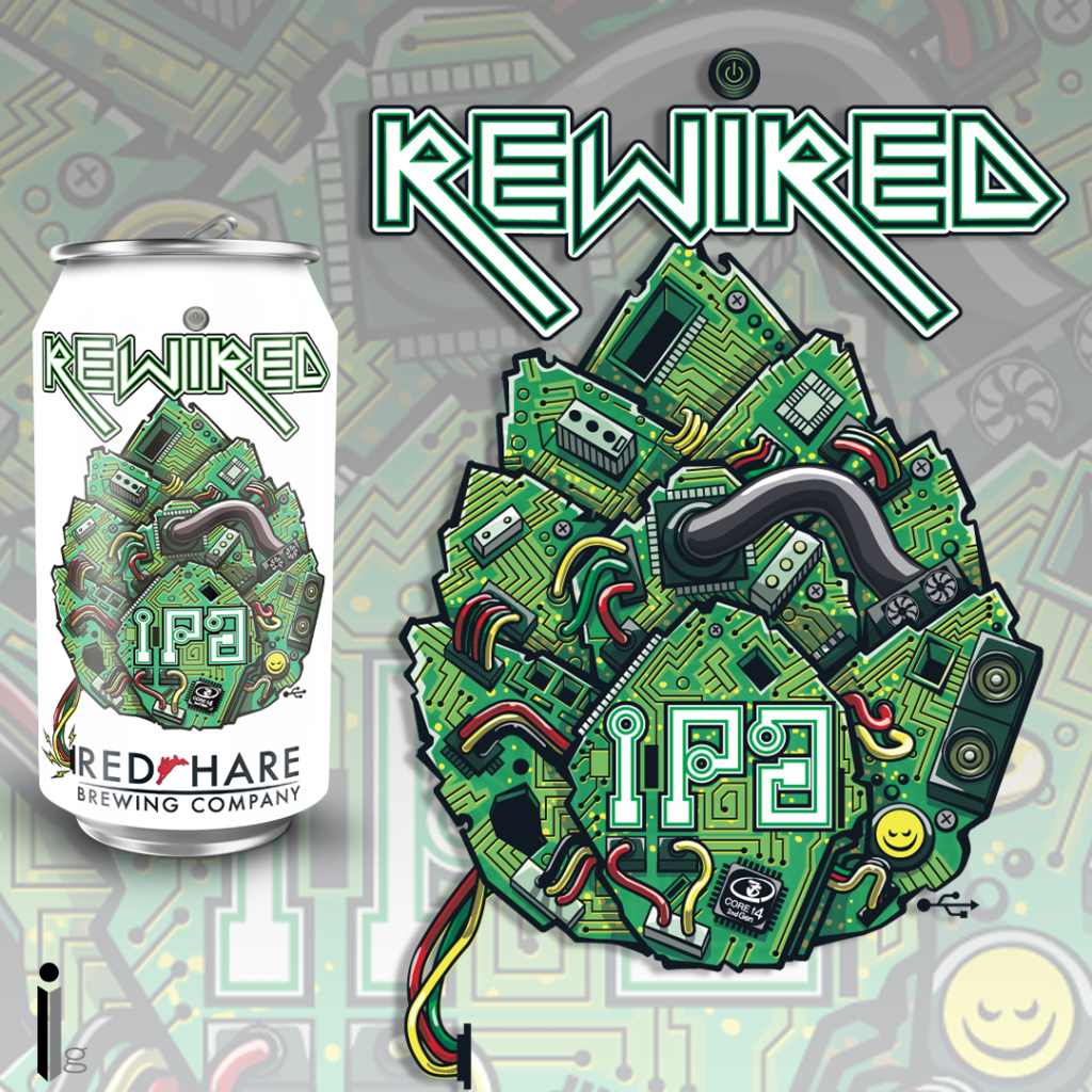 Red Hare Brewing Company- Rewired IPA Label Design - Intent Graphics ...